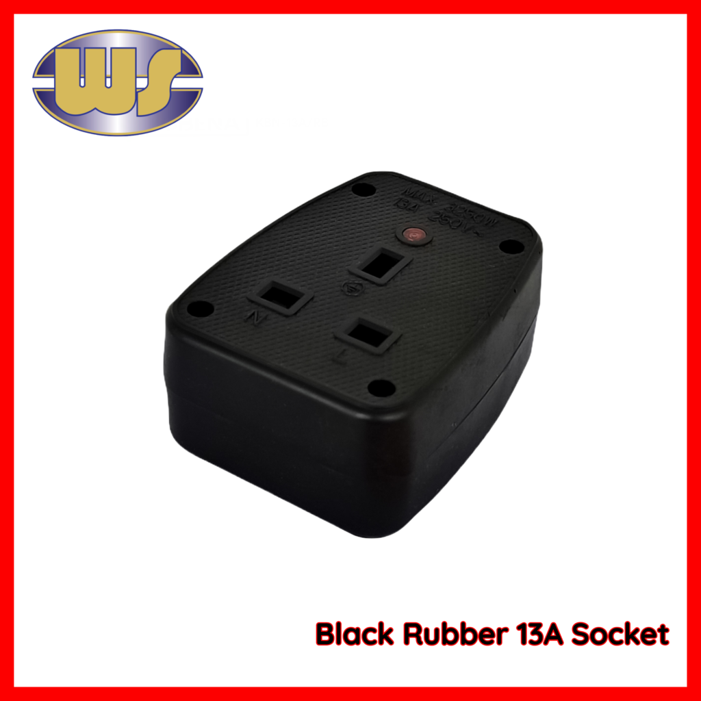 13A RUBBER TYPE SWITCH SOCKET (HEAVY DUTY ANTI BREAK) AC UK Power Cord ...