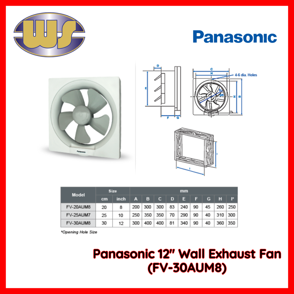 PANASONIC 12" WALL MOUNT VENTILATING FAN (FV-30AUM8) - Winstar ...